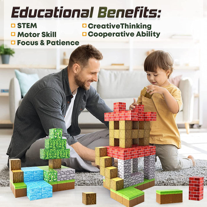 48 PCS Magnetic Blocks-Build Mine Magnet World Set, Magnetic Toys for ...