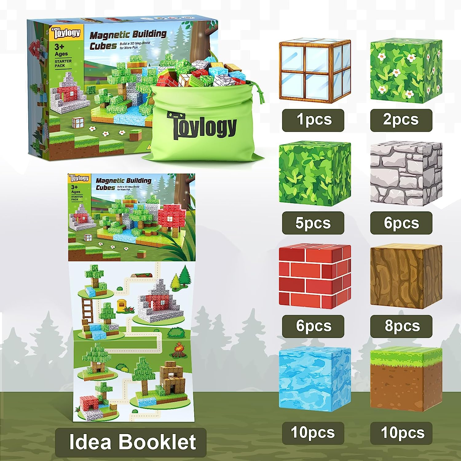 48 PCS Magnetic Blocks-Build Mine Magnet World Set, Magnetic Toys for ...