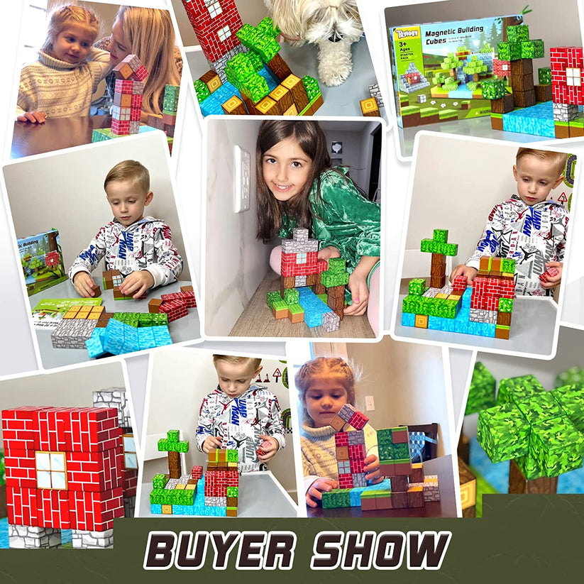 48 PCS Magnetic Blocks-Build Mine Magnet World Set, Magnetic Toys for ...